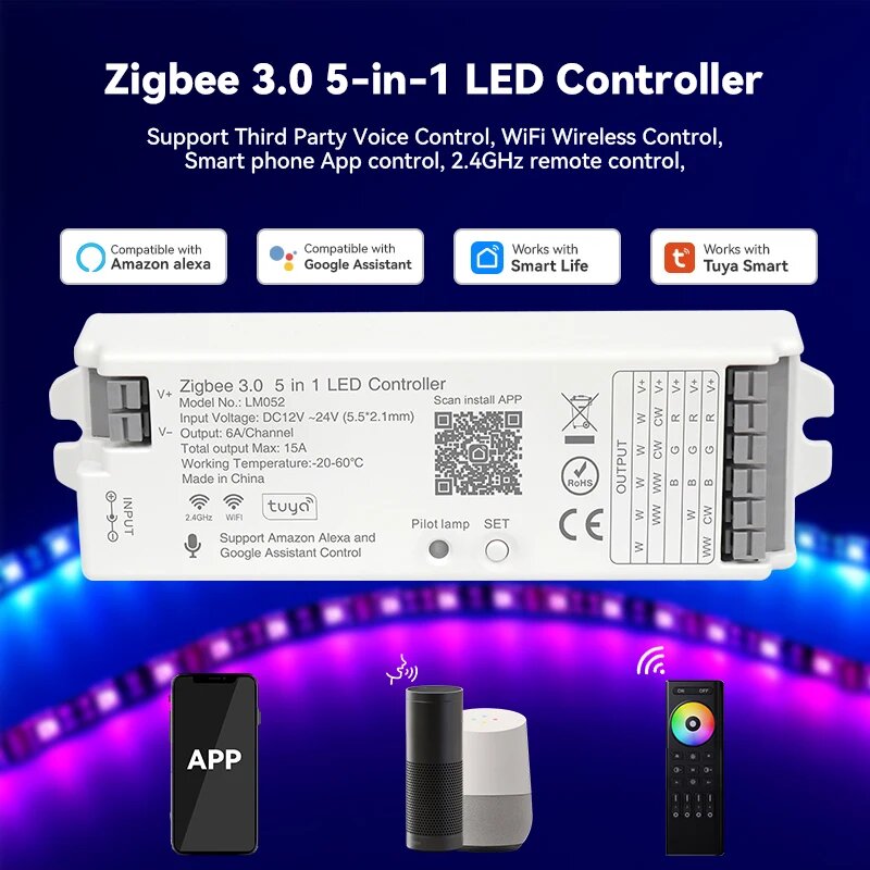 Tuya Zigbee 3.0 RGB контроллер для светодиодной ленты
