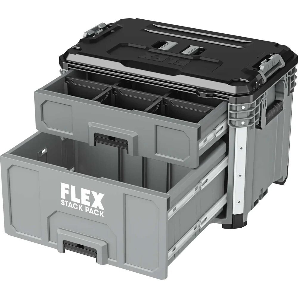 Комплект кейсов FLEX STACK PACK TKL SP SET 2 533247, ударопрочный корпус с секциями, ящик на колесах, черный‑серый — фото 1