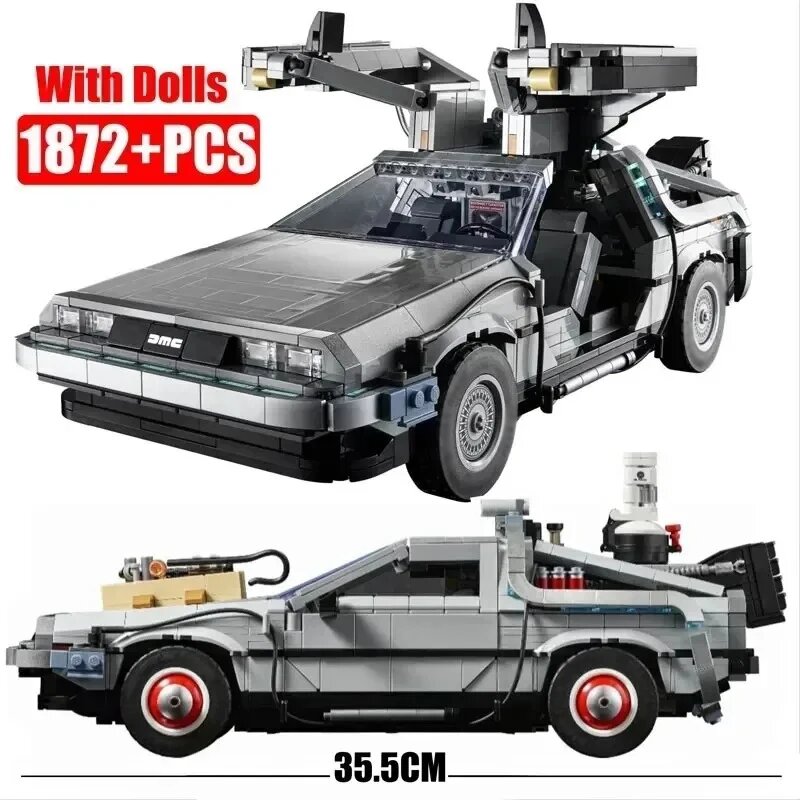 Конструктор машины времени "Назад в будущее" DeLorean DMC-12. Модель автомобиля, гоночный транспорт, гиперкар, сборочный модель, кирпичные игрушки для детей