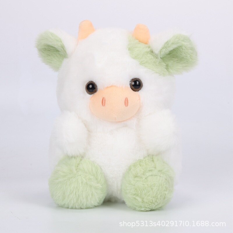 Трансграничная новая розовая плюшевая игрушка для коров Belle Strawberry Cow Милая кукла для коров Белая зеленая