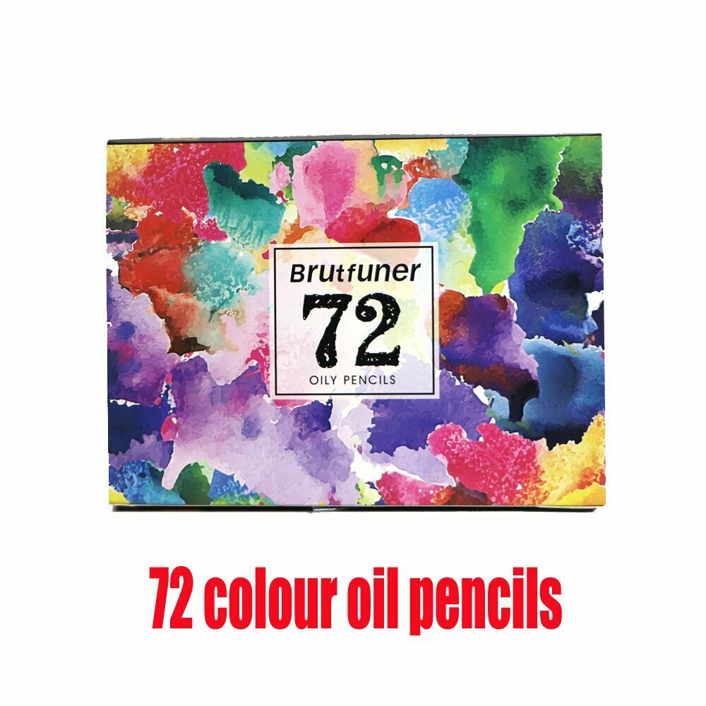 Карандаш масляный Brutfuner 48/72/120/160/180/260 цветной, канцтовары для студенческого художественного рисования, необработанное дерево, грифель водорастворимый