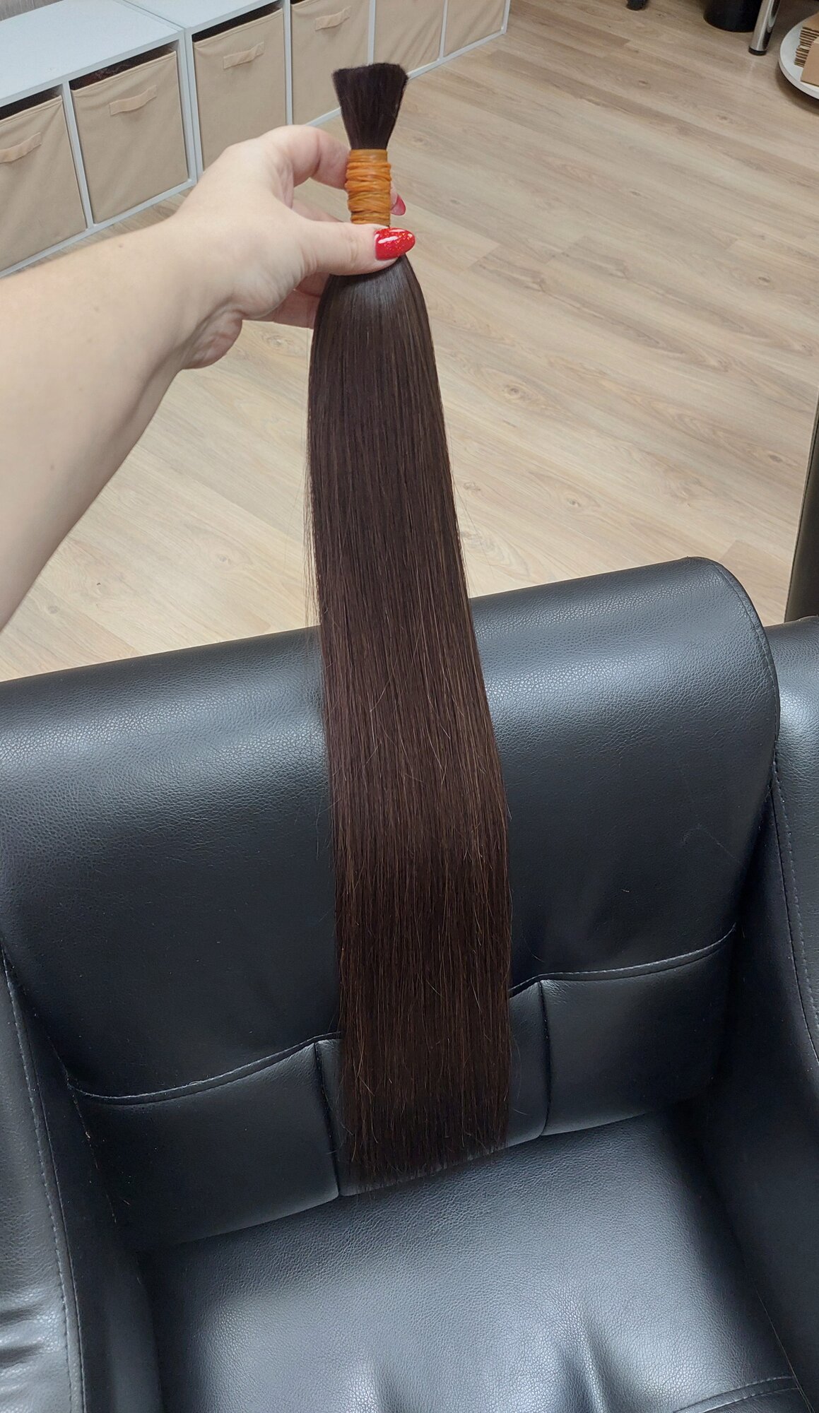 Натуральные волосы для наращивания 70см 100г, тёмный оттенок русого, категория стандарт