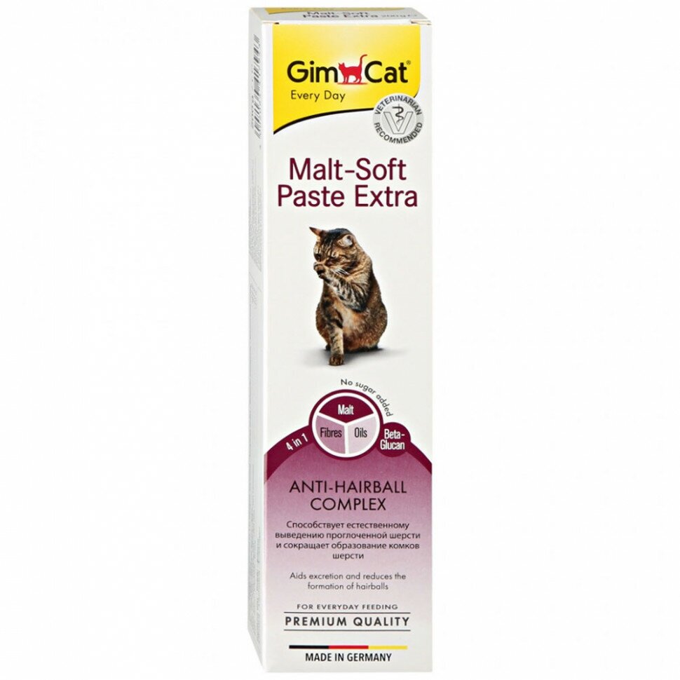 Паста для выведения шерсти GimmCat Malt-Soft Extra, для кошек и собак, 200 г