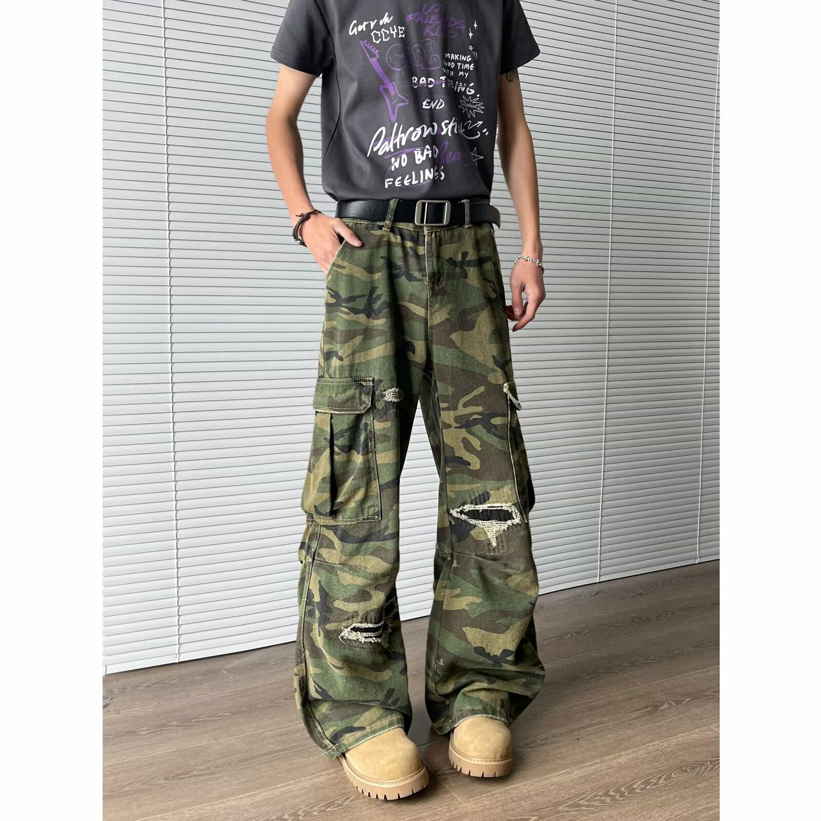 Тренд RONG CH Джинсы Женские Карго Винтажные Большие Карманы Стильные Деним, Размер_XXL