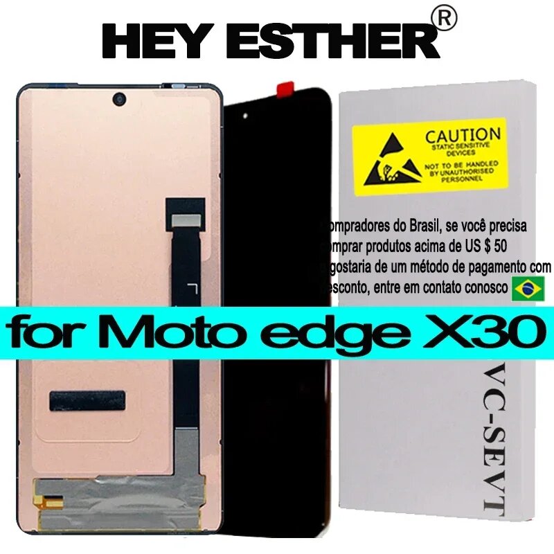 Teste 6,7 "144 Гц OLED для Motorola Edge X30 XT2201-2, XT2201-6 ЖК-дисплей с сенсорным экраном, запасная часть