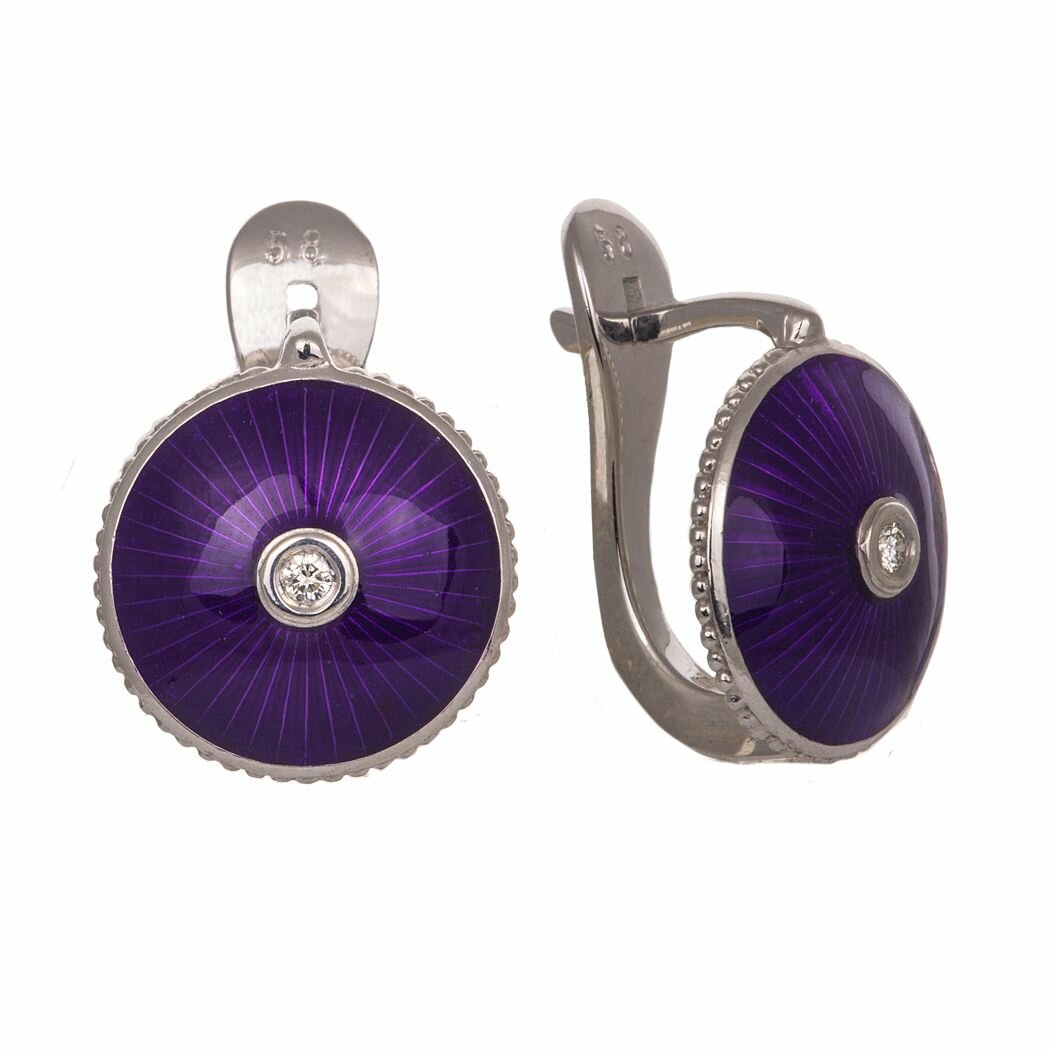 Серьги, серебро, 925 проба, родирование, бриллиант