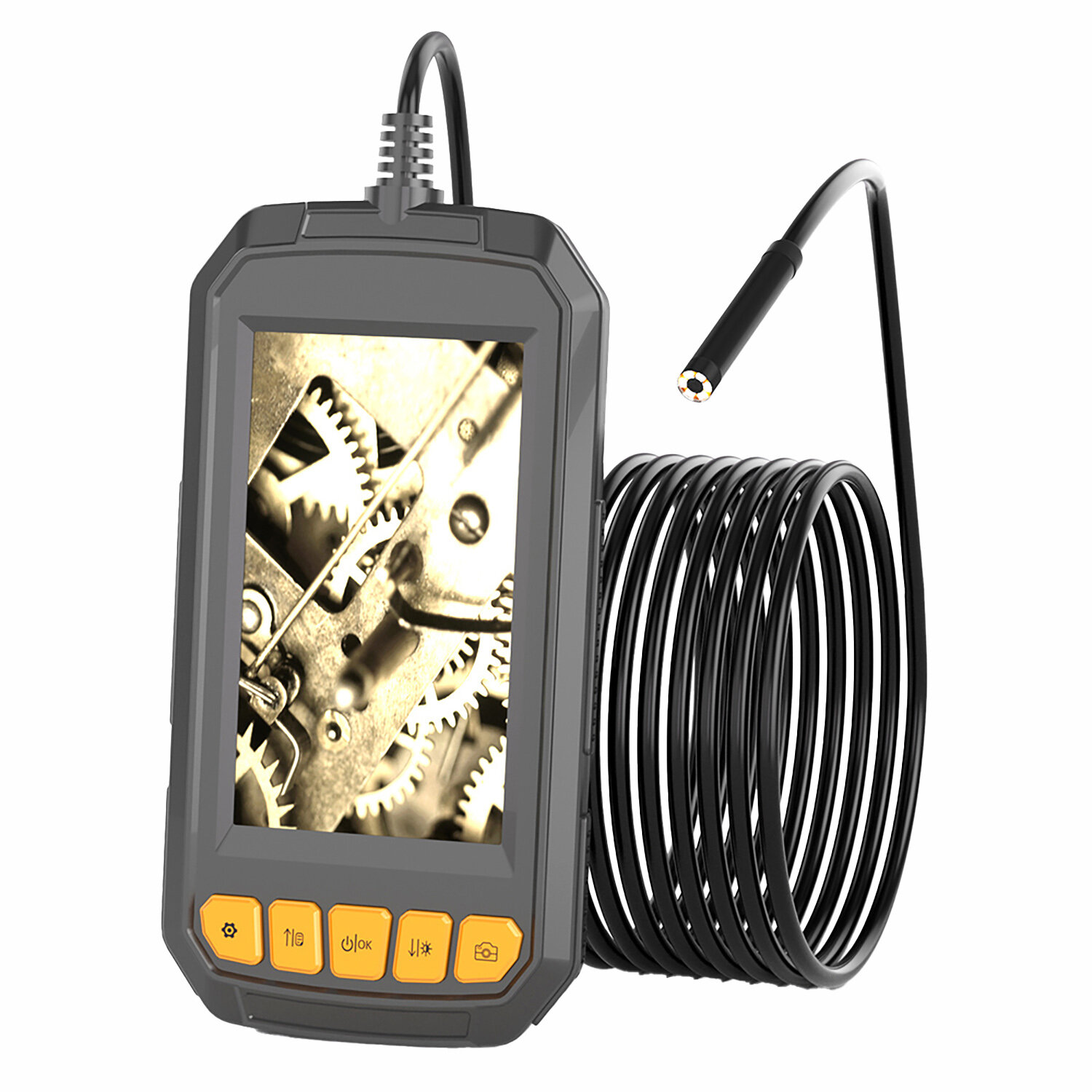 Индустриальный эндоскоп с экраном 4.3 дюйма, HD, ручной, водонепроницаемый IP67, угол обзора 70 градусов, для проверки автомобиля, кондиционера, двигателя, длина кабеля 10 метров, диаметр камеры 8 мм, 200 пикселей, 6 светодиодов, материал ABS