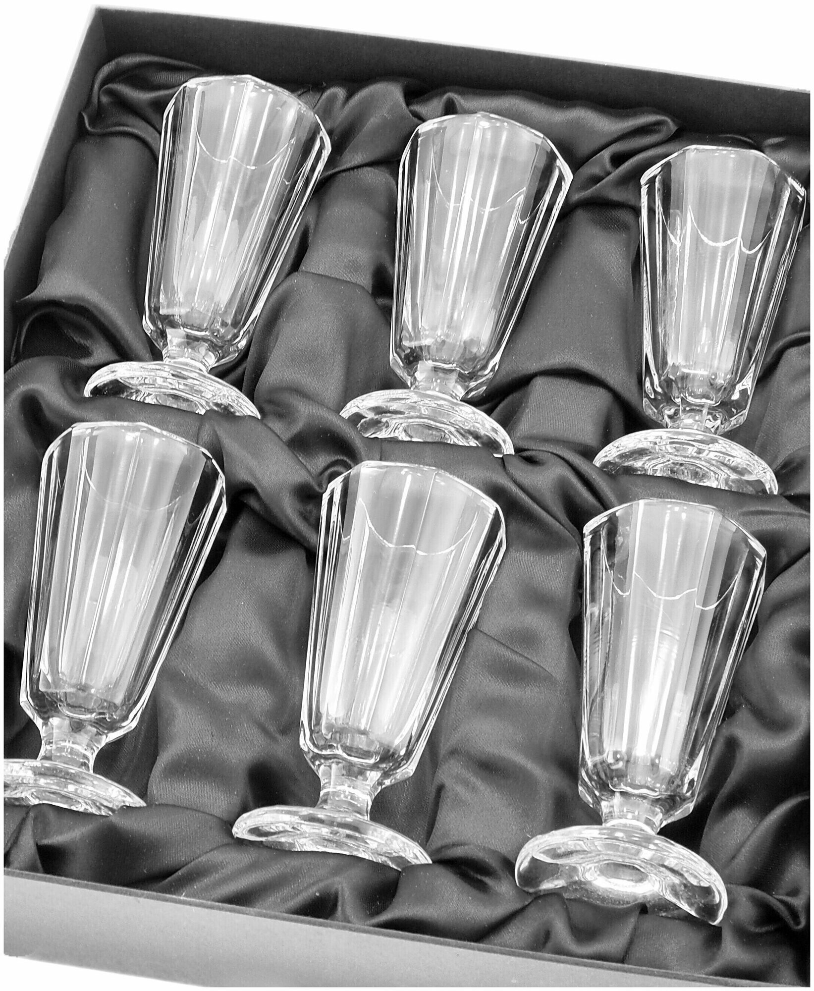 Подарочный набор хрустальные гранёные рюмки лафитники 50 мл на 6 персон