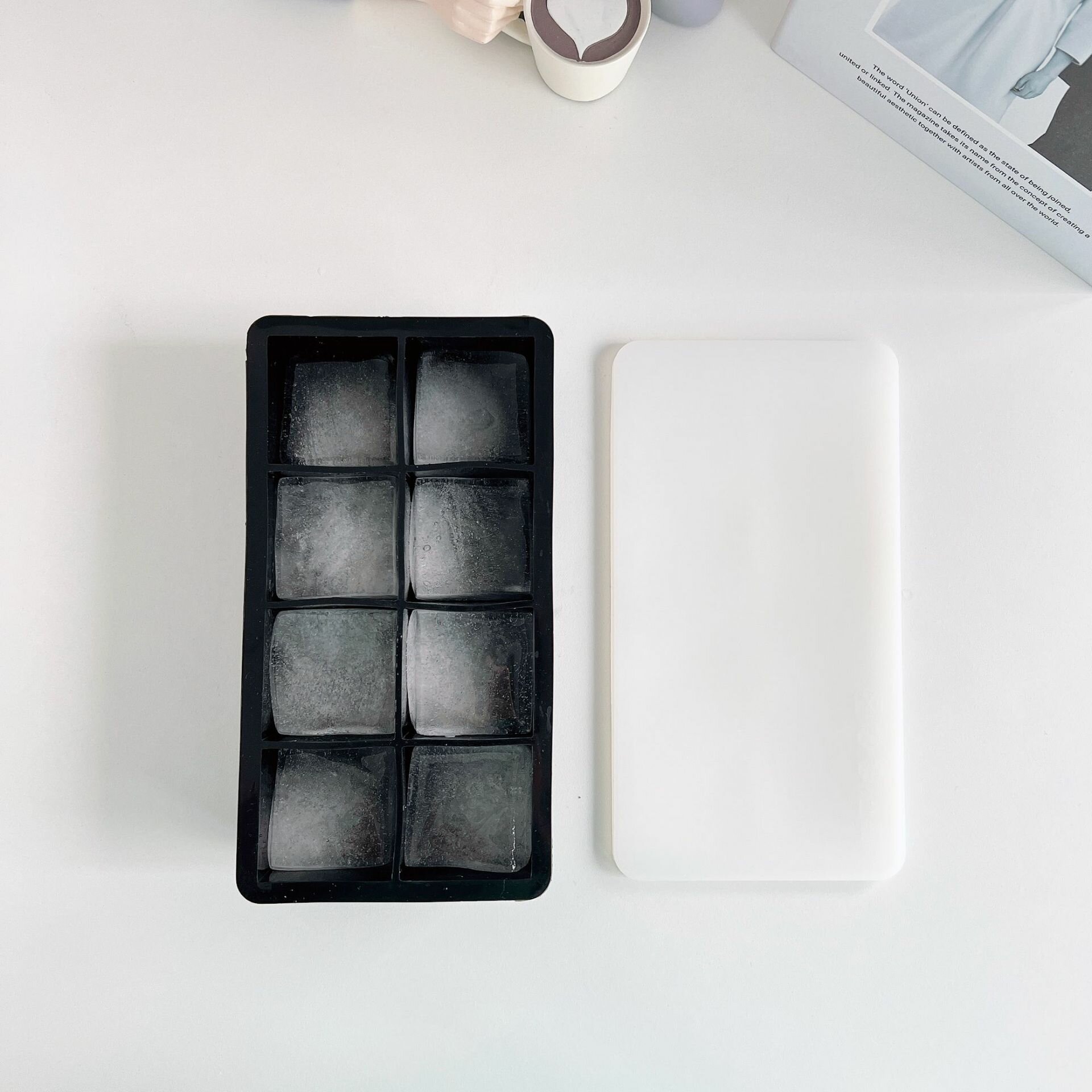 Форма для льда на 4, 6, 8 ячеек, большая, легко извлекаемая, пищевая, с крышкой-контейнером, для самостоятельного