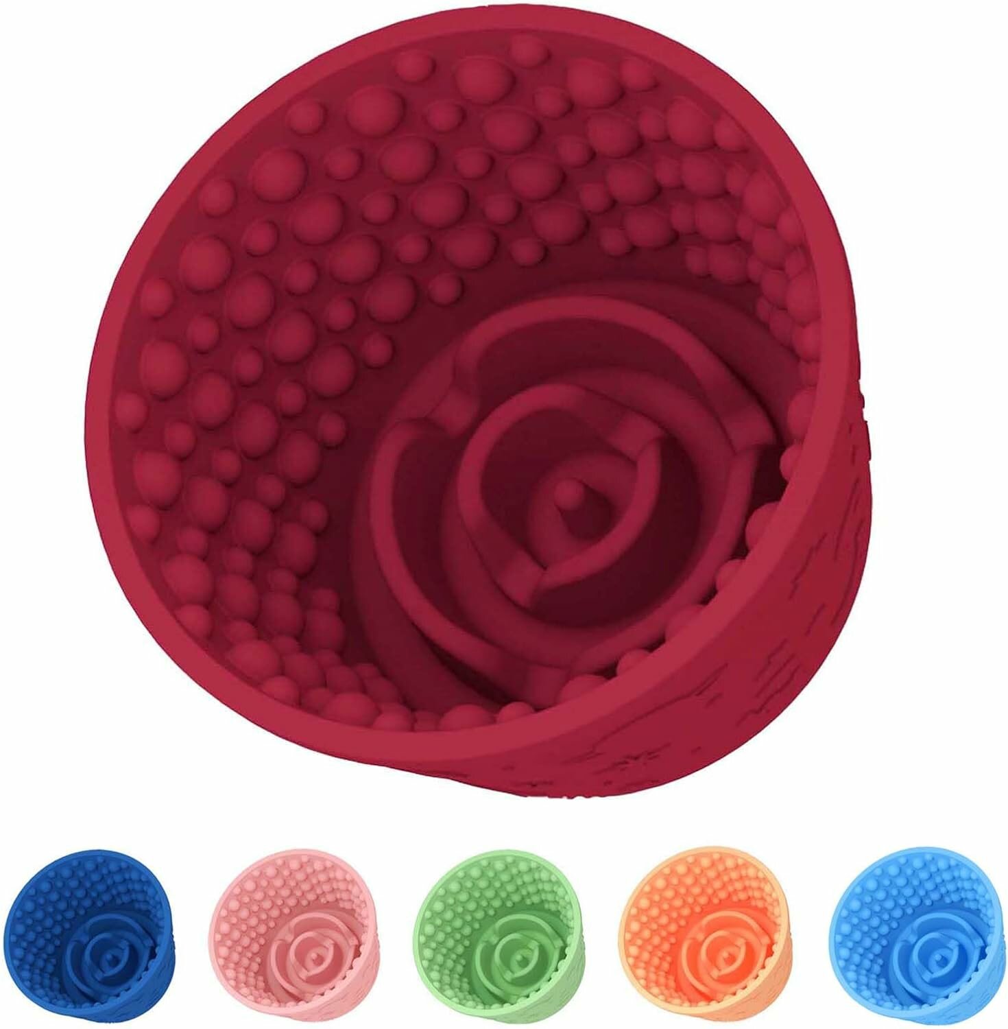 DINGXIAN Медленная миска-лизунец для собак: антискользящая, из силикона без бисфенола-А, для снятия тревоги (голубая, 400 мл)