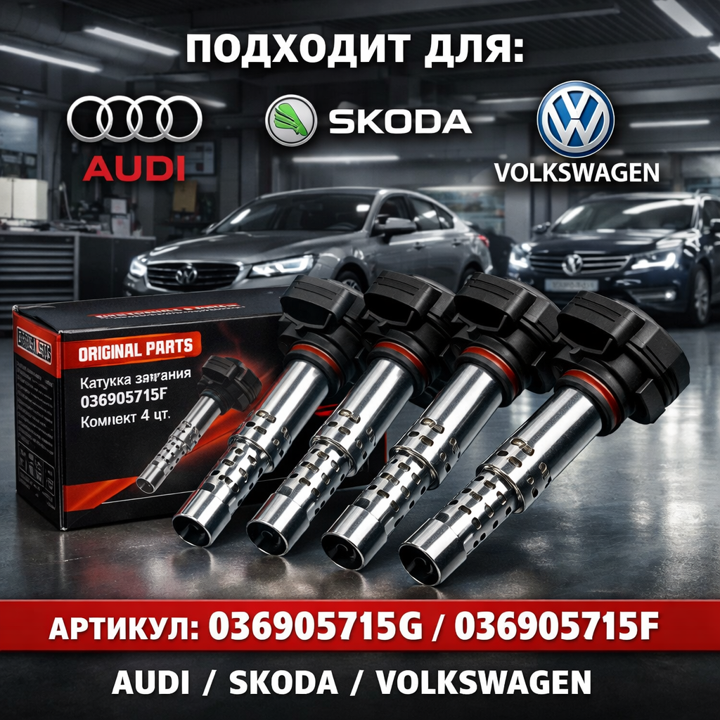 Катушка зажигания 036905715g (036905715F) комплект 4 шт для Audi, Skoda, Volkswagen