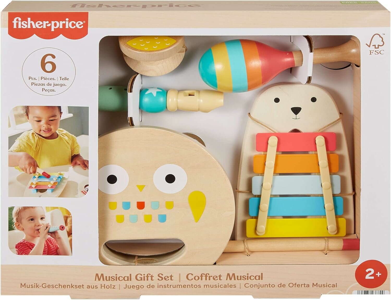 Набор Fisher-Price Деревянные музыкальные инструменты для малышей HXT90