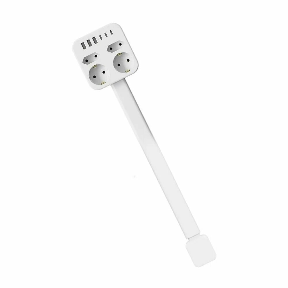Удлинитель с поворотной розеткой и USB-портами для труднодоступных мест 56-67см, 180 вращение, идеален за диваном, у кровати, для стола