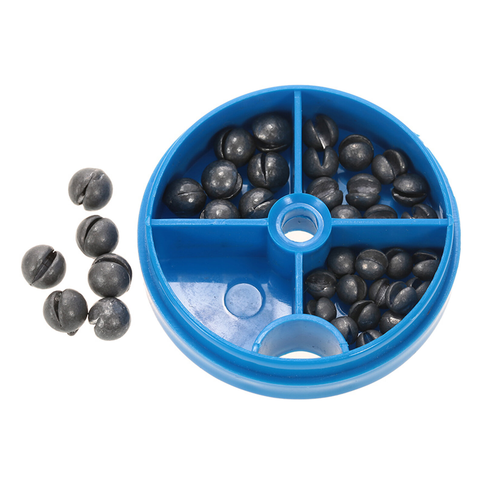 Набор грузиков-шайб для рыбалки с открытым разрывом из чистого свинца, съемные круглые, веса 0.6/1/1.5/1.8 г, в пластиковой коробке 5.2*1.5 см, вес упаковки 50 г, рыбацкое снаряжение