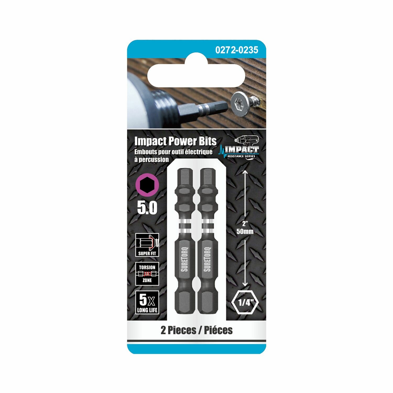 Биты SureTorq для ударного шуруповерта HEX H5, 50 мм, 2 шт.