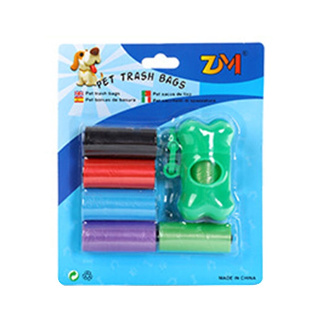 Дозатор с собачьей каканем с 5 рулонными мешками одноразовый утечка