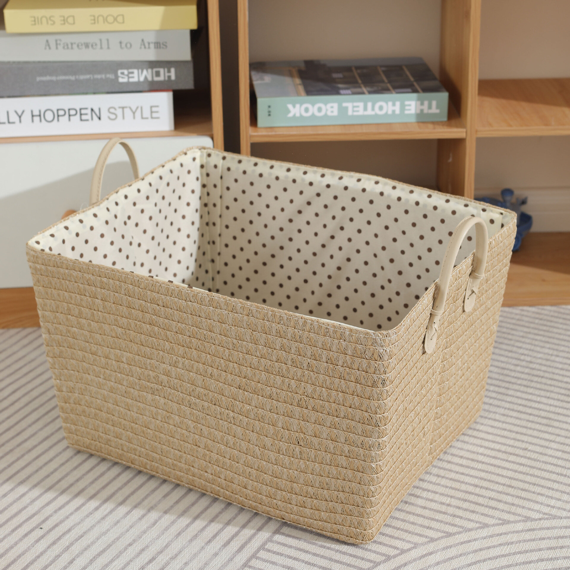 Скандинавская корзина для хранения стола (Подкладка) Шампанское 45*35*25 [Доска плотности]