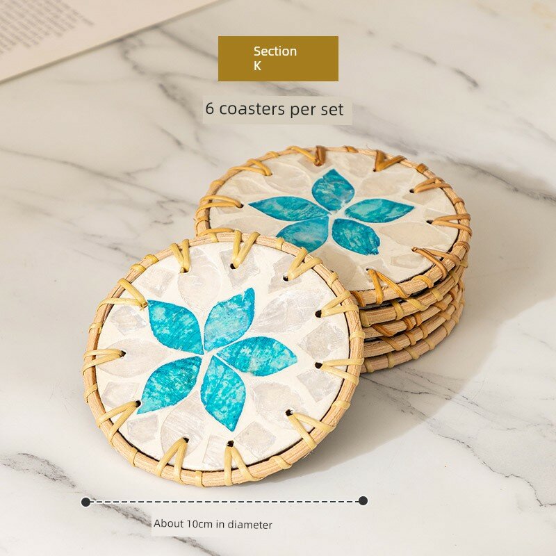 Набор подставок из ракушек K-стиля (6 шт.) - Элегантный столик с защитой от тепла для чая