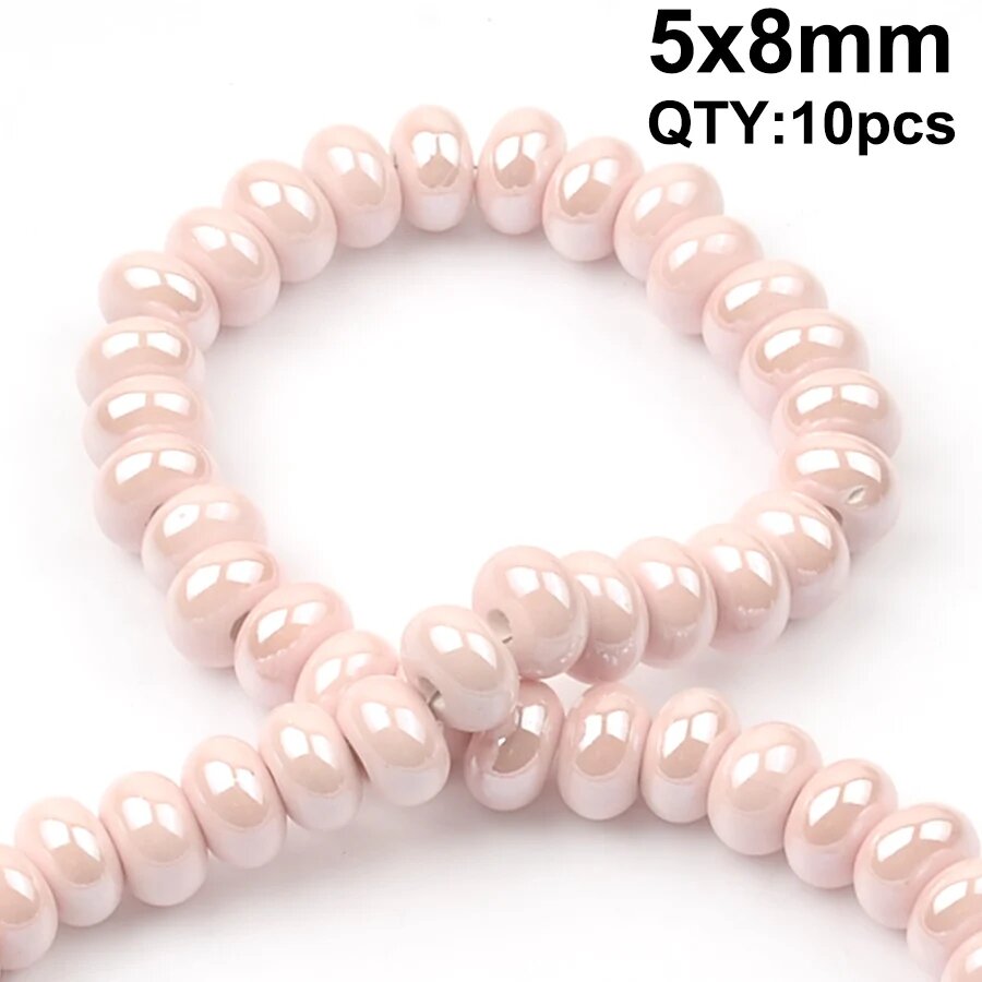 Керамические бусины светло-розовые 10 шт TC210-09-5x8mm