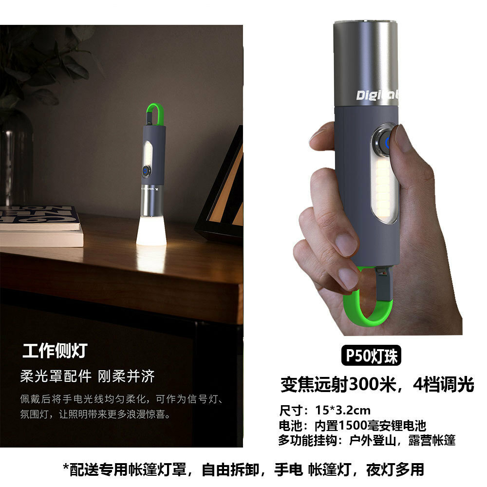 2023 трансграничный Новый алюминиевый сплав мощный телескопический фонарик P50 с зумом USB перезаряжаемый уличный