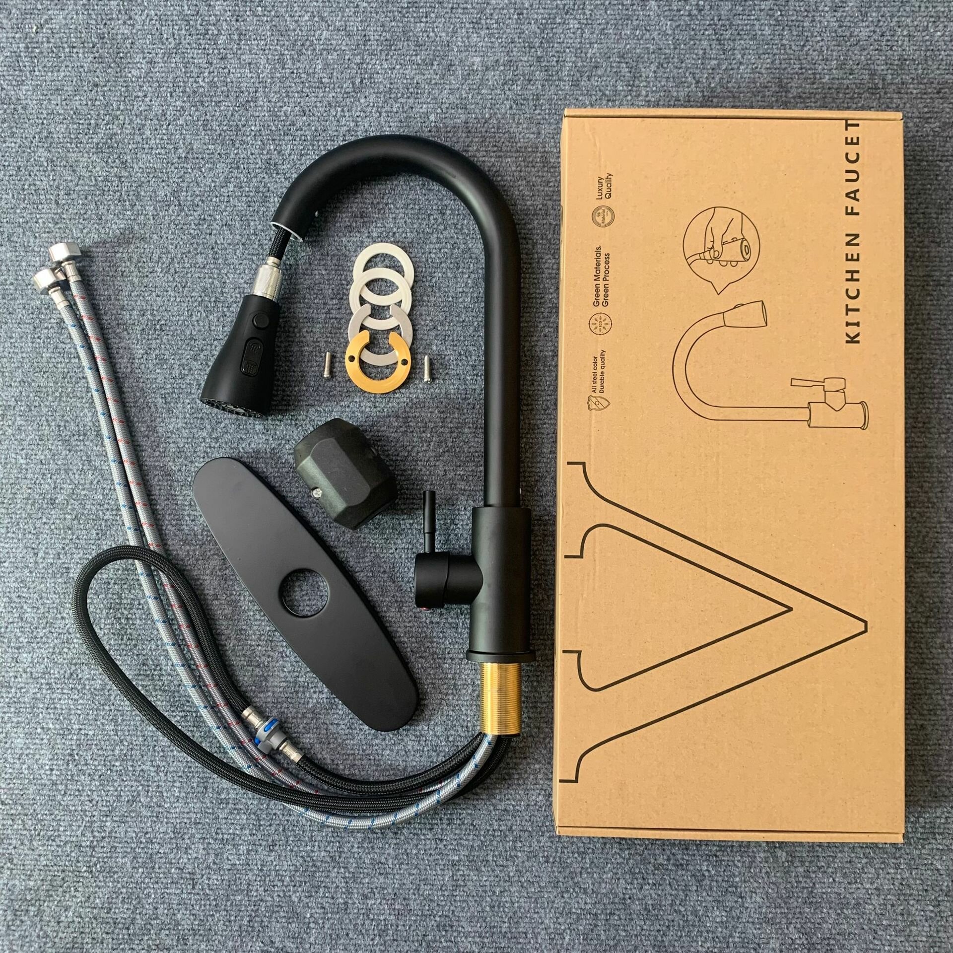 ⭐Кросс-бордерный выдвижной большой изогнутый смеситель из нержавеющей стали для горячей и холодной воды, кухонная раковина, балкон, прачечная, бассейн, двух- или трехступенчатый⭐