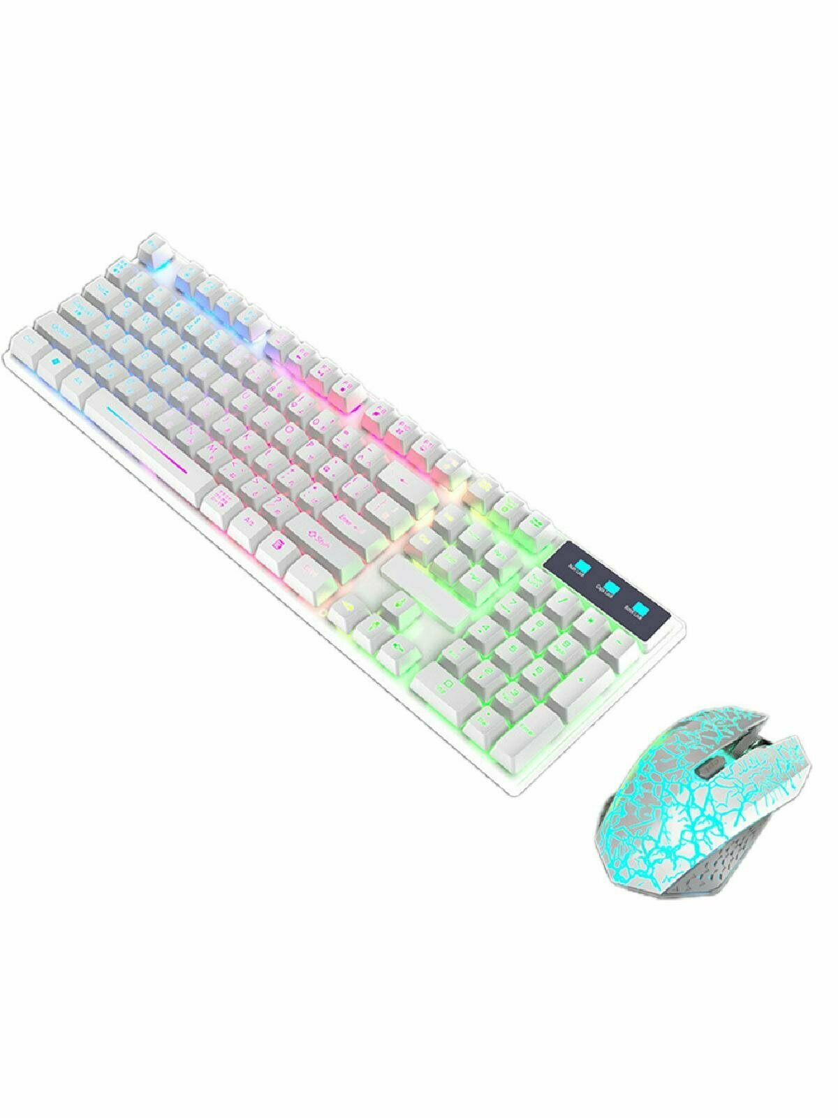 LED Gaming Keyboard and Mouse Set T13 Rainbow Backlit USB Wired RGB Backlit Ergonomic Mechanical Feeling Keyboard