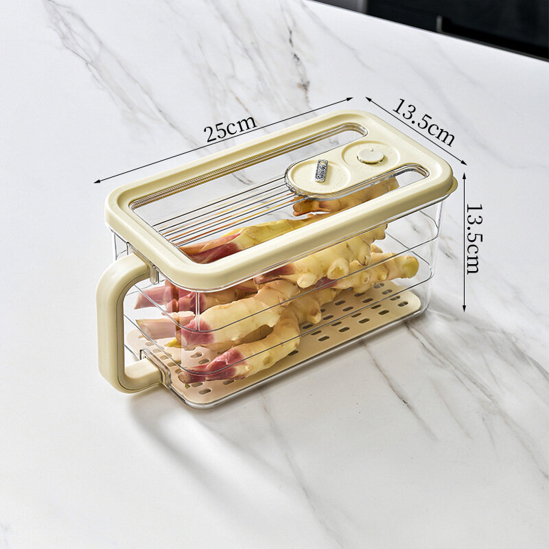 Холодильный контейнер с ручкой, контейнер для сохранения свежести с таймером, большой контейнер для охлаждения фруктов и овощей, дренажный контейнер