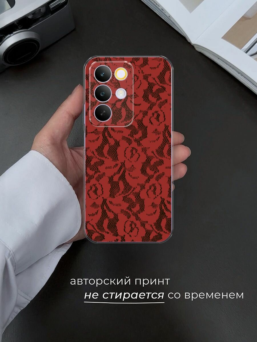 Чехол на Realme C85 / Реалми C85 с принтом Красные кружева цветов — фото 1