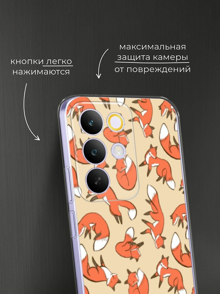 Силиконовый чехол на Realme C85 / Реалми C85 с принтом Лисички фон — фото 1