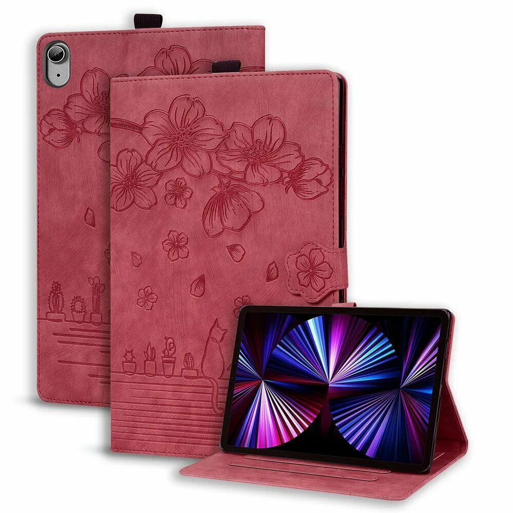 Планшета Чехол для iPad (2025)/ 11th Gen/11-inch (A16) Сакура и кошка Красный