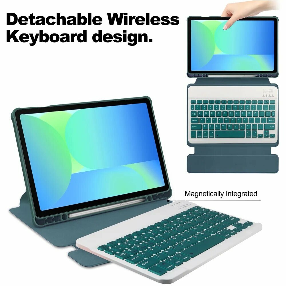 Чехол книжка Для Samsung Tab S10 FE, Tab S9 FE, S9 (X510 X516 X520 X526 X710 X716) 10.9' / Самсунг Галакси Таб S9 FE S10 FE, (+ Клавиатура)