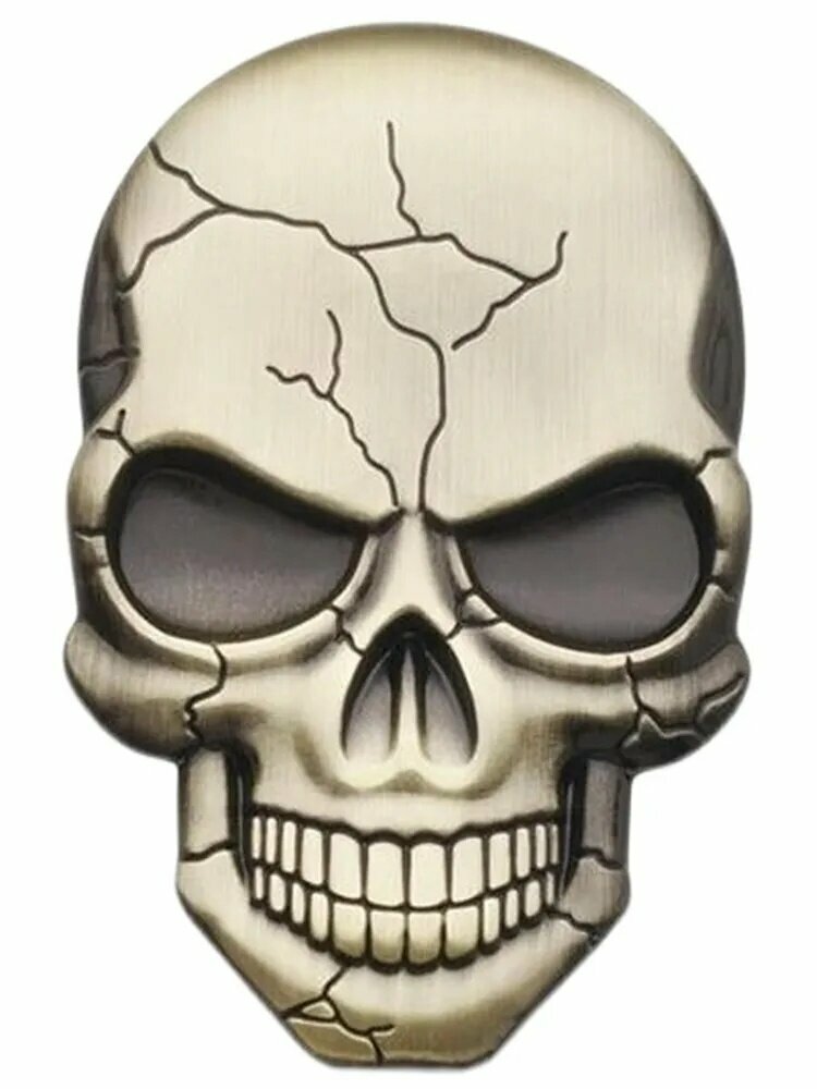 Наклейка металлическая Каратель Шильдик Череп / Эмблема на автомобиль, снегоход, мотоцикл, велосипед, ноутбук, телефон. QBuy. Хром.