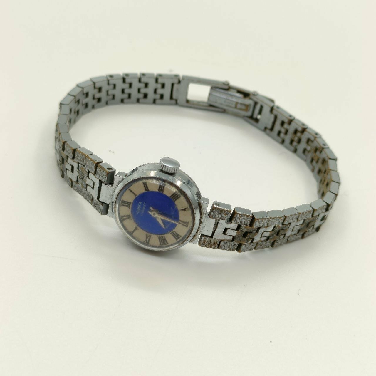 Часы наручные женские "Чайка" (17 камней), металл, стекло, золочение