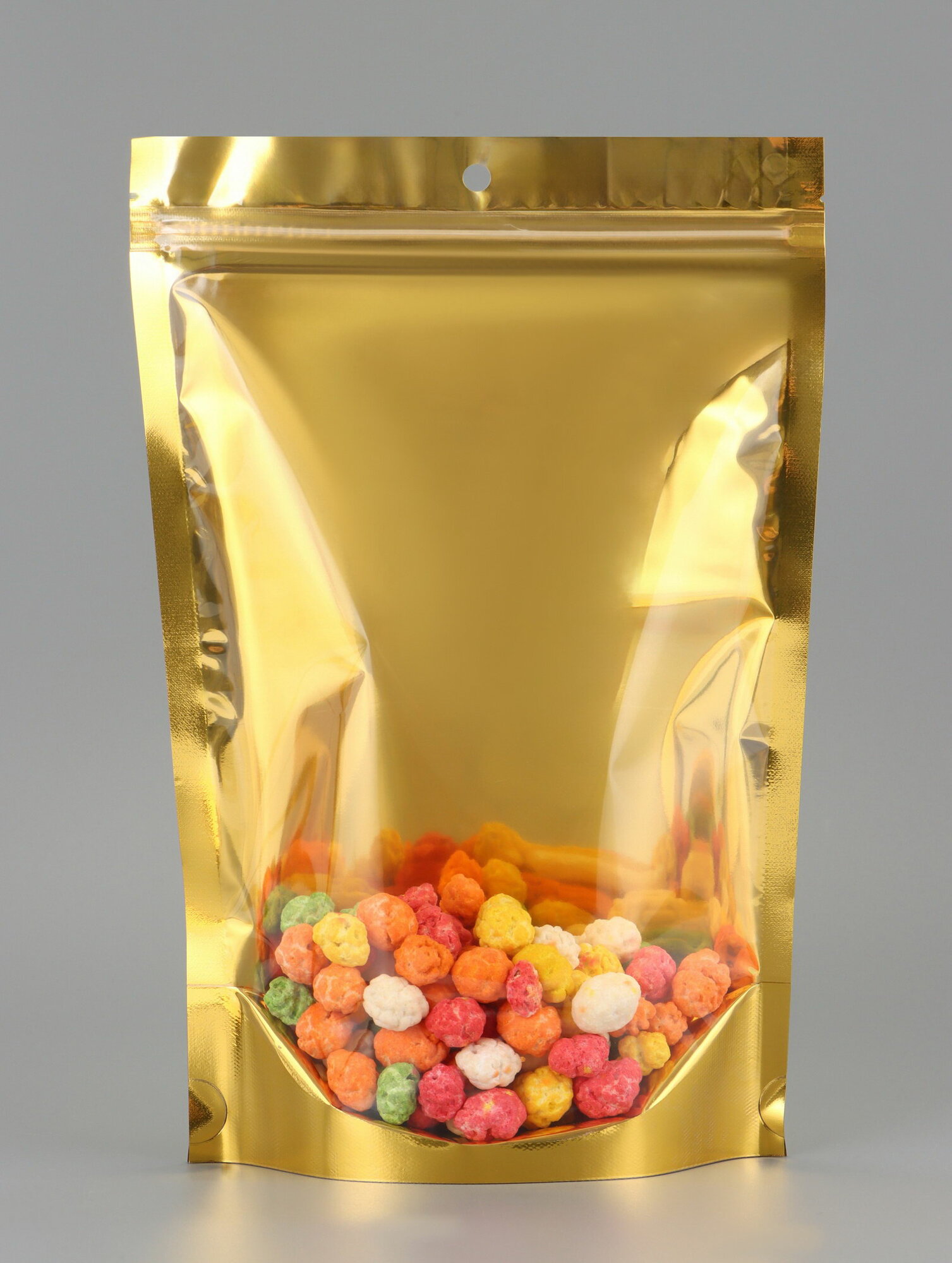 Пакет дой-пак, матовый, золотой, с прозрачной стенкой,20x30x8 см, 100 шт.