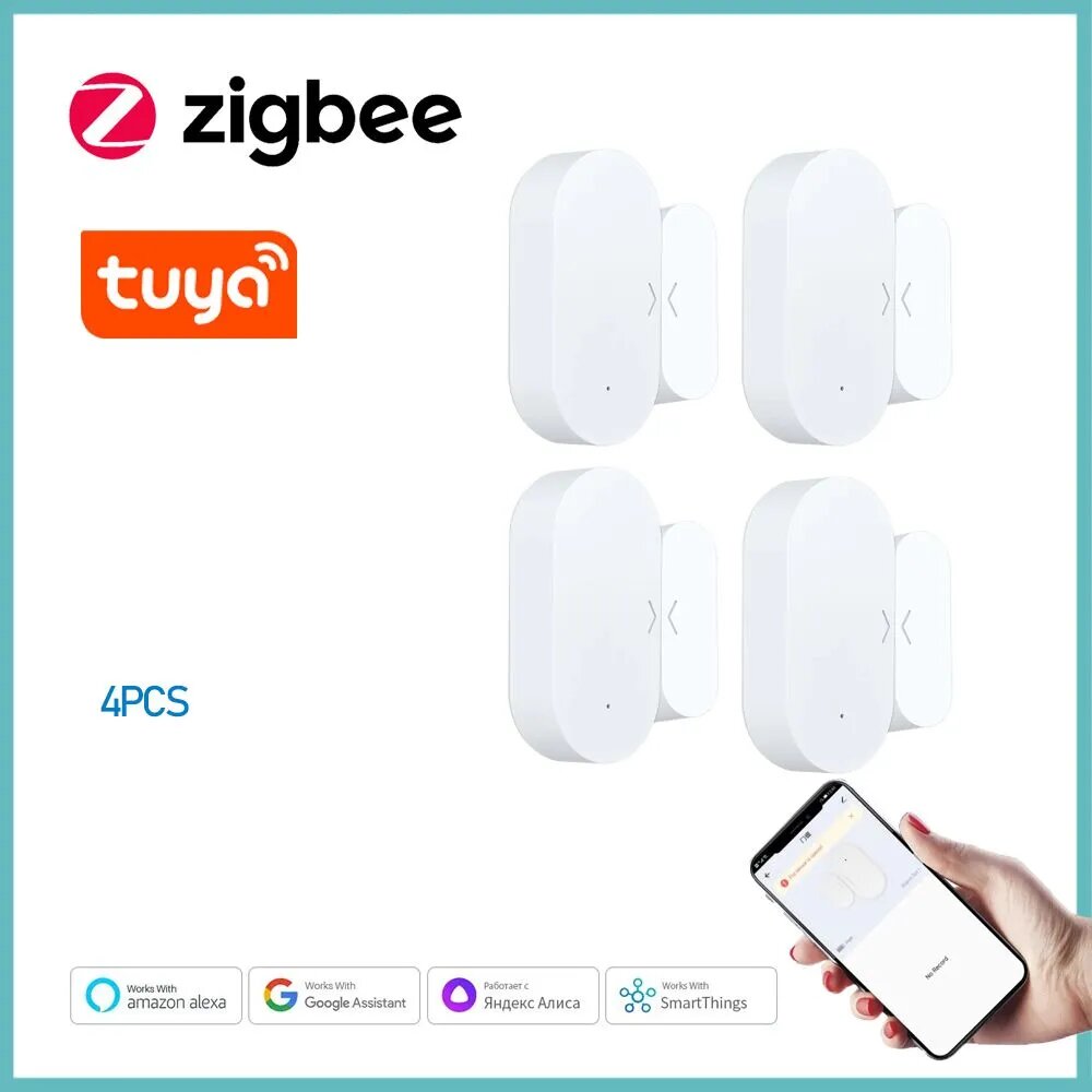 Датчик сигнализации Graffiti Zigbee door с магнитной индукцией, детектор открывания и закрывания дверей и окон