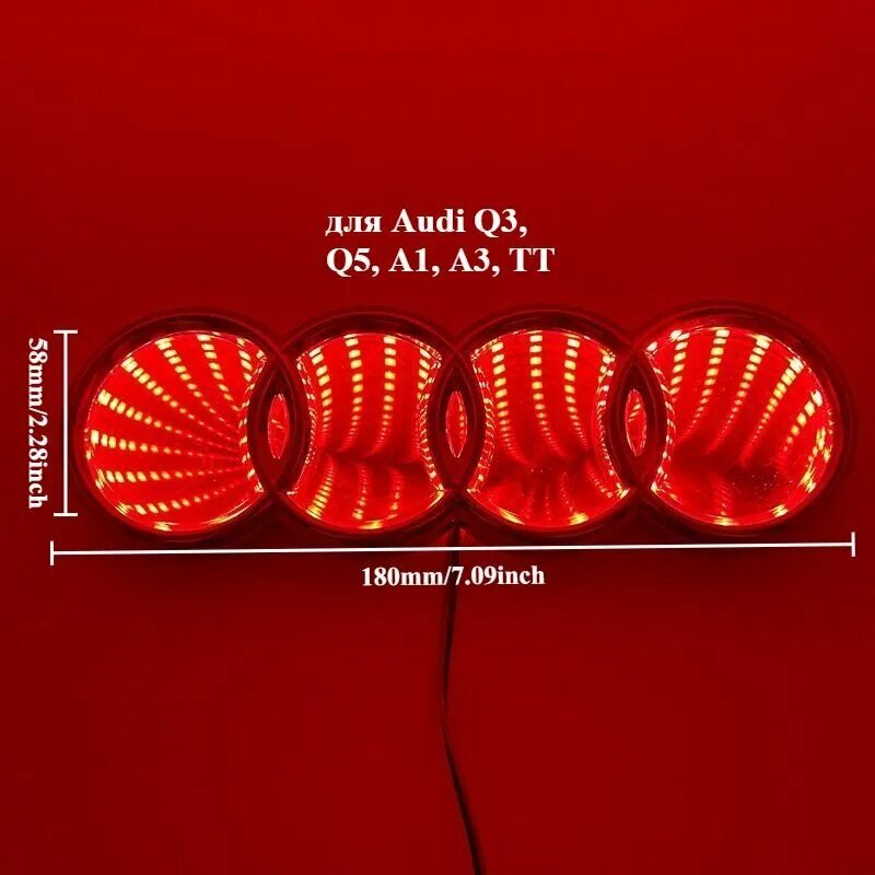 3D 12V светящаяся Эмблема ( орнамент, шильдик) и крышку багажника для автомобиля Audi Ауди 180мм*58 мм LED Аксессуары