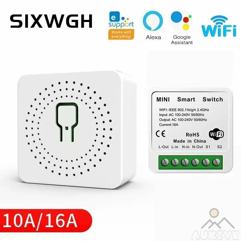 Умное реле мини Zigbee 3.0 Aubess 16А, Алиса, Ewelink, Home Assistant