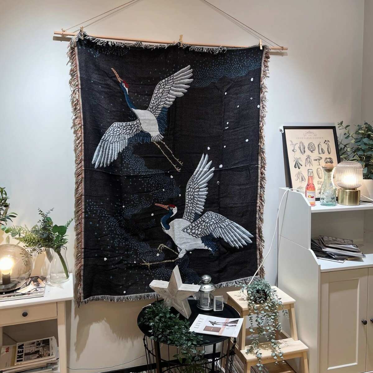 Винтажный американский стиль, настенное деревянное палочное украшение, гобелен, плед, ковер, плед, линейный плед, покрытие для кофейного стола, холодильника, кемпинга