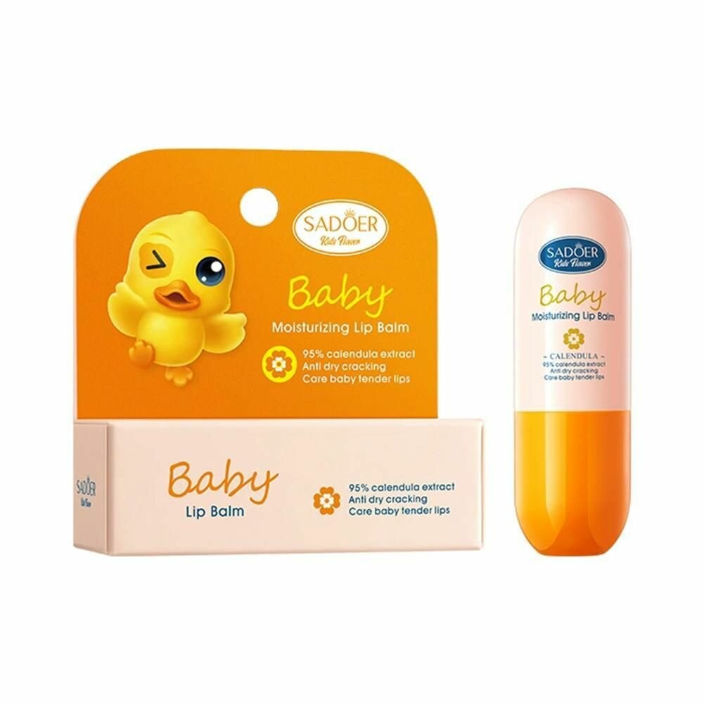 Детская гигиеническая помада с календулой, увлажняющая, защита от ветра и трещин, питательная