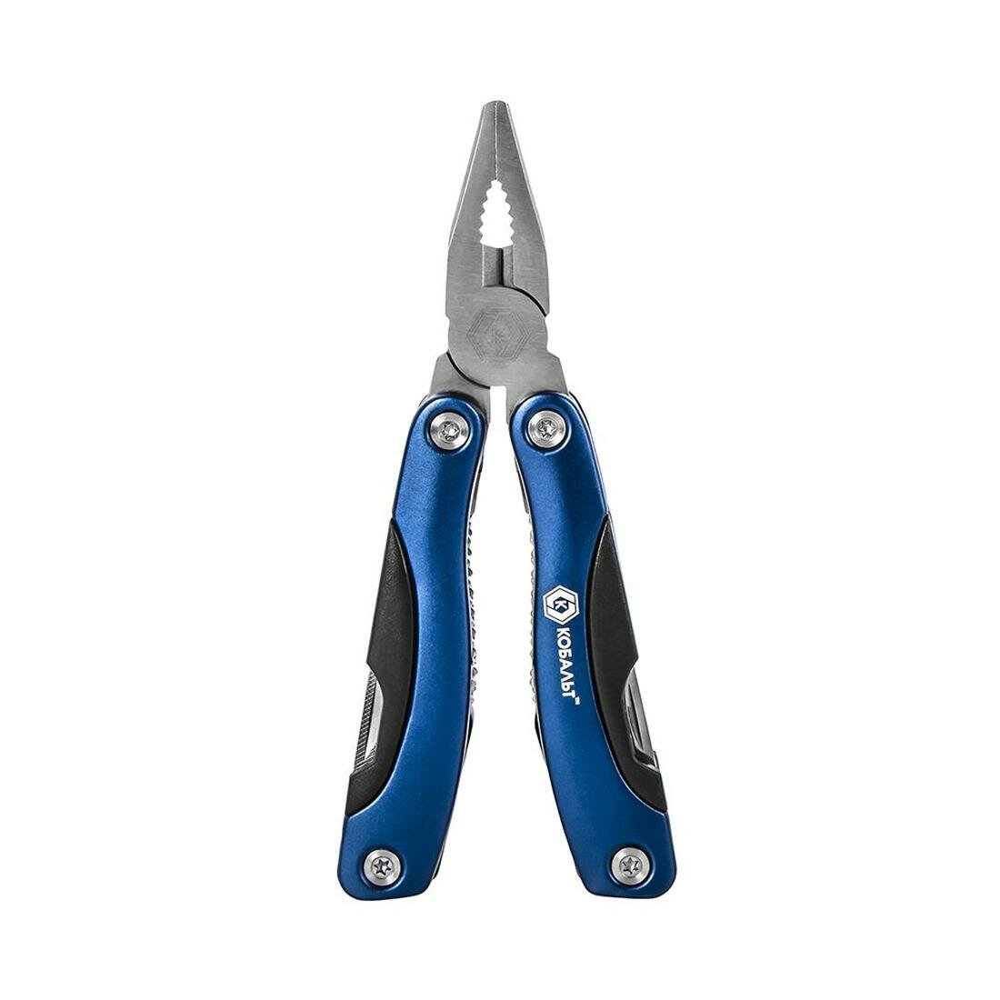 Мультитул кобальт 12 в 1, корпус из нерж. стали, рукоятки из алюминия, чехол для хранения, блистер (918-275)