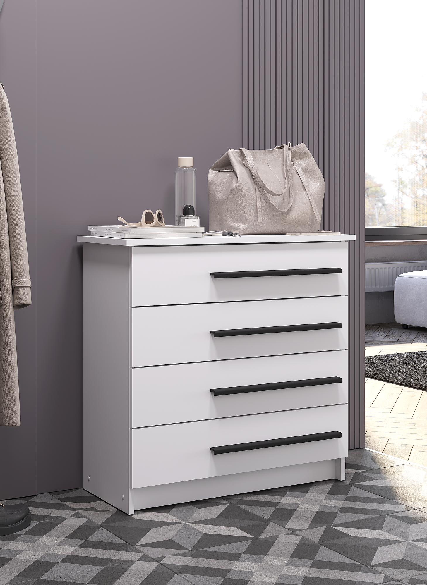 Деревянный комод для одежды с ящиками в спальню и прихожую Тефия