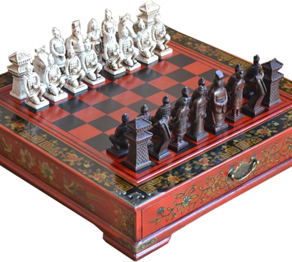 Шахматы, шашки и стиль китайских терракотовых воинов.