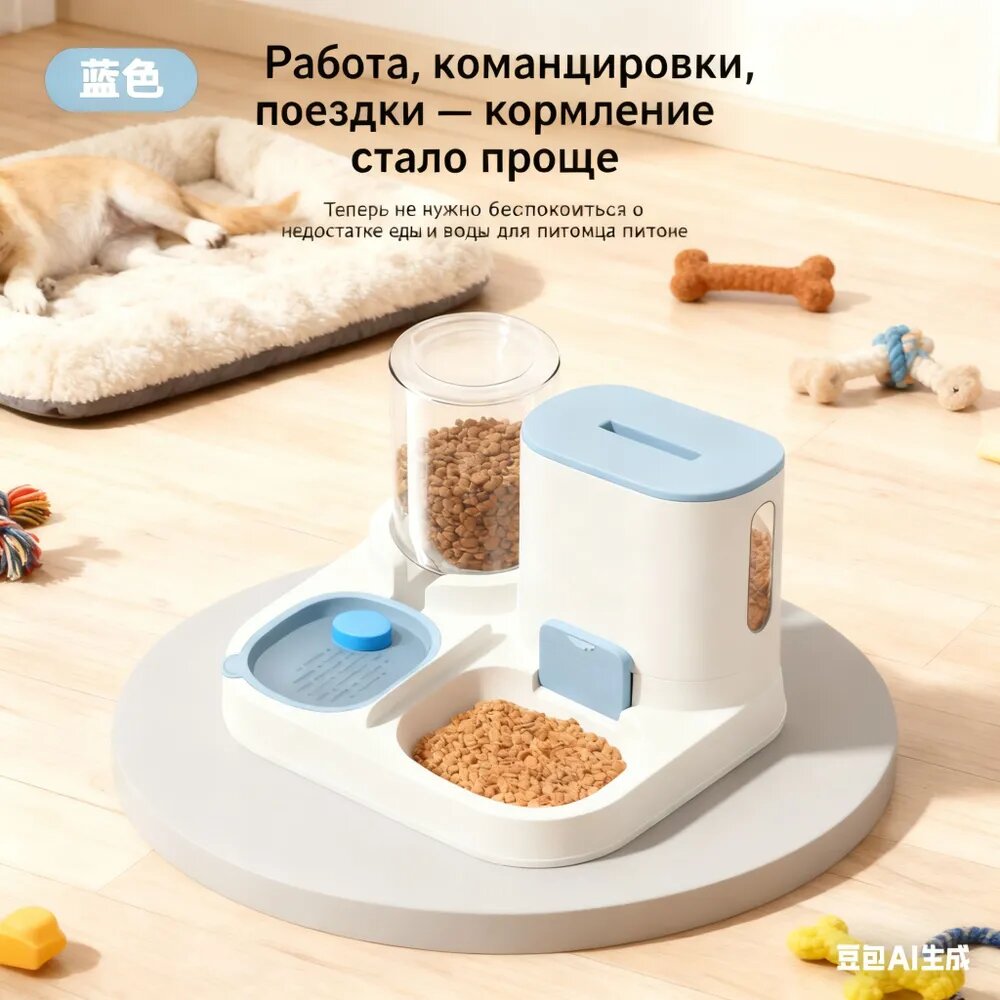 Автоматическая кормушка для домашних животных 2-в-1, поилка для воды, подходит для собак и корм для кошек сухой
