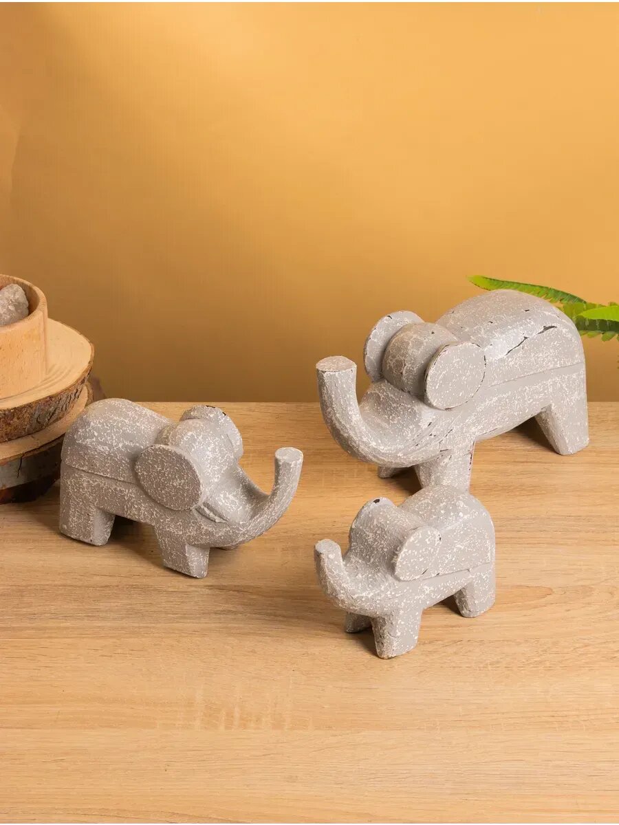 Набор фигурок Слоники, 3 шт, серый