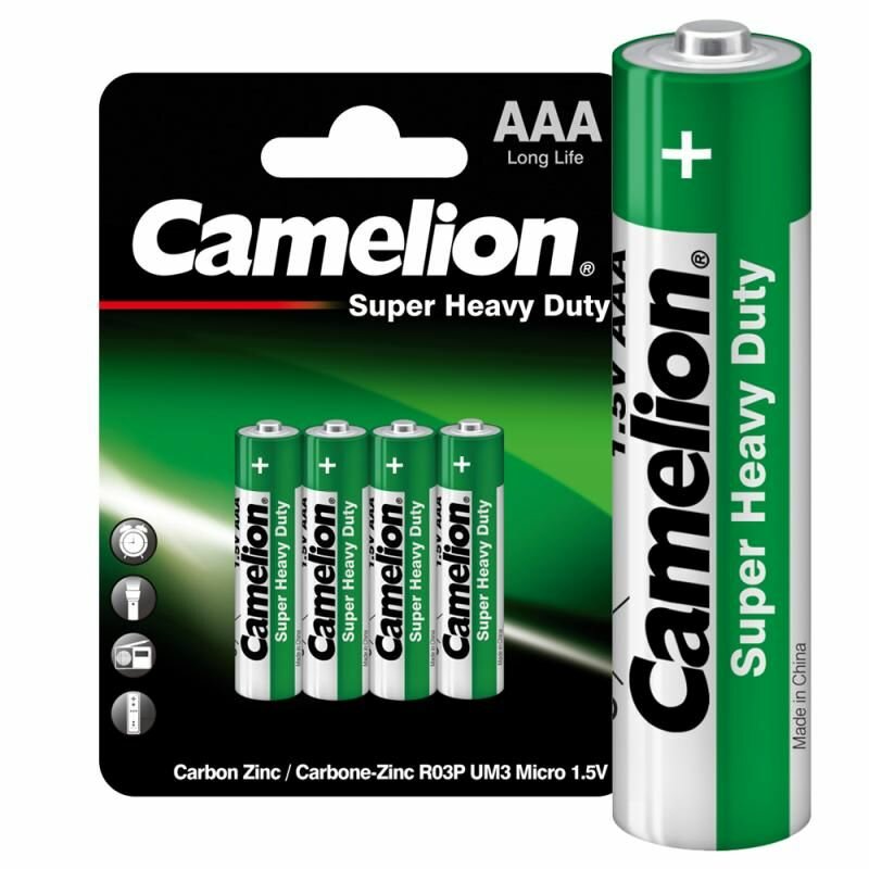 Элемент питания Camelion солевой, AAA/R03 BL-4, цинково-угольный