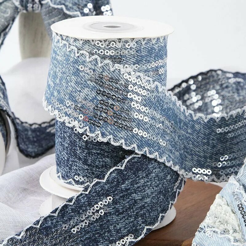 Лента джинсовая с палеткой,4 см*10 ярд