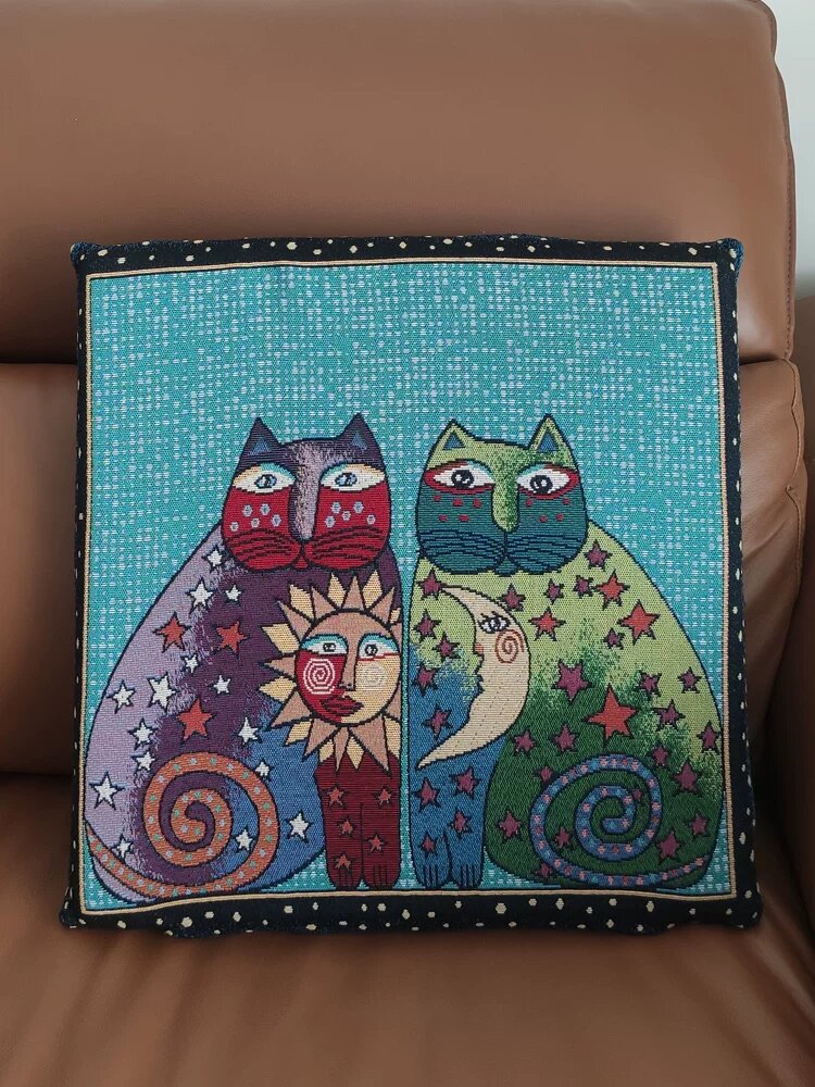 Этническая подушка с кошкой из памяти-пены для стула 40x40x4см, антипролетная, для современного жилья