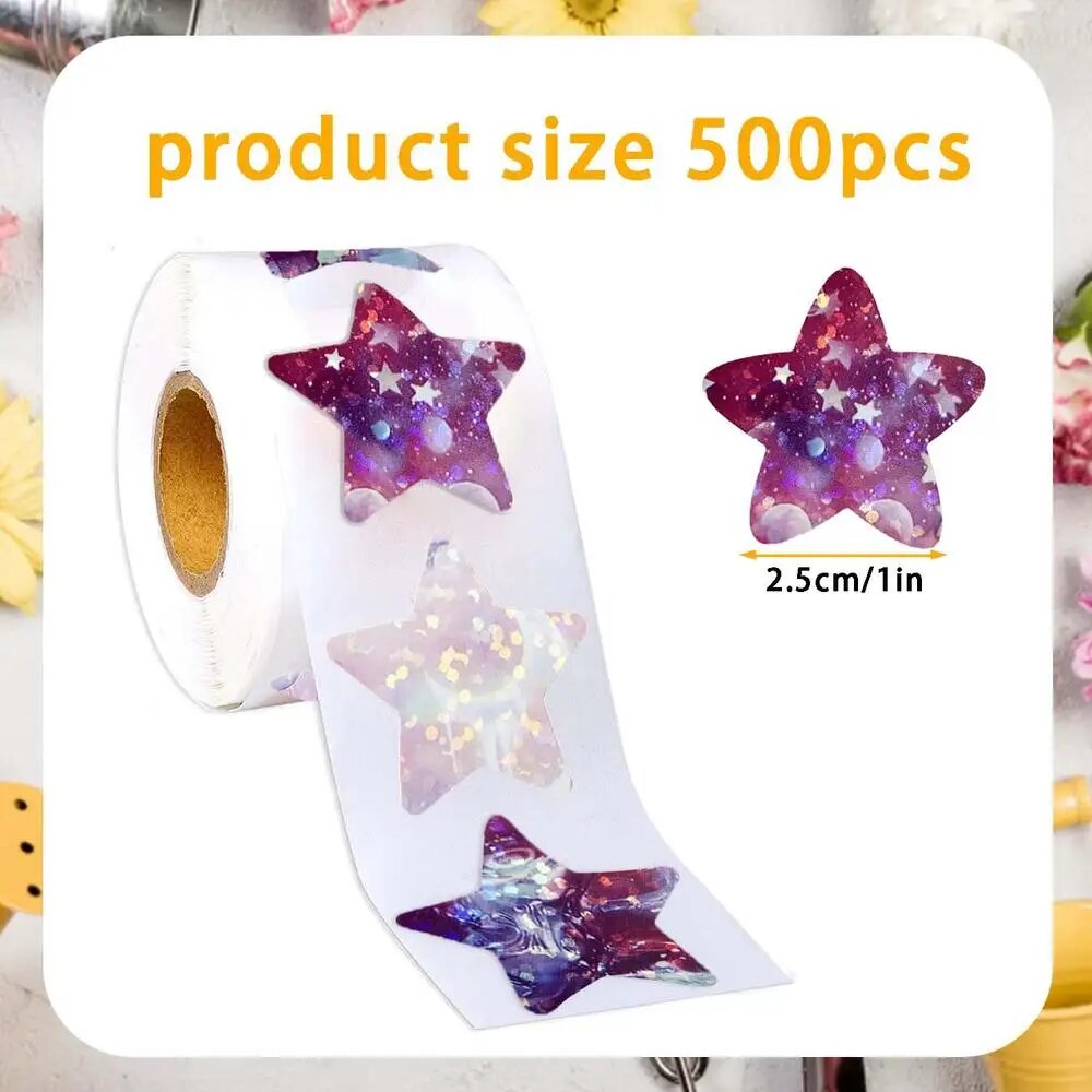 Наклейки звездочки 500 шт, 2.5см/1in, Style C