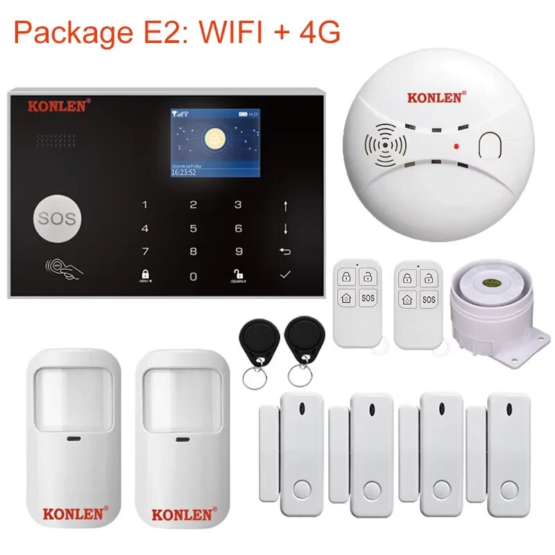 Tuya Smart Беспроводная охранная сигнализация Kit E2 WIFI 4G