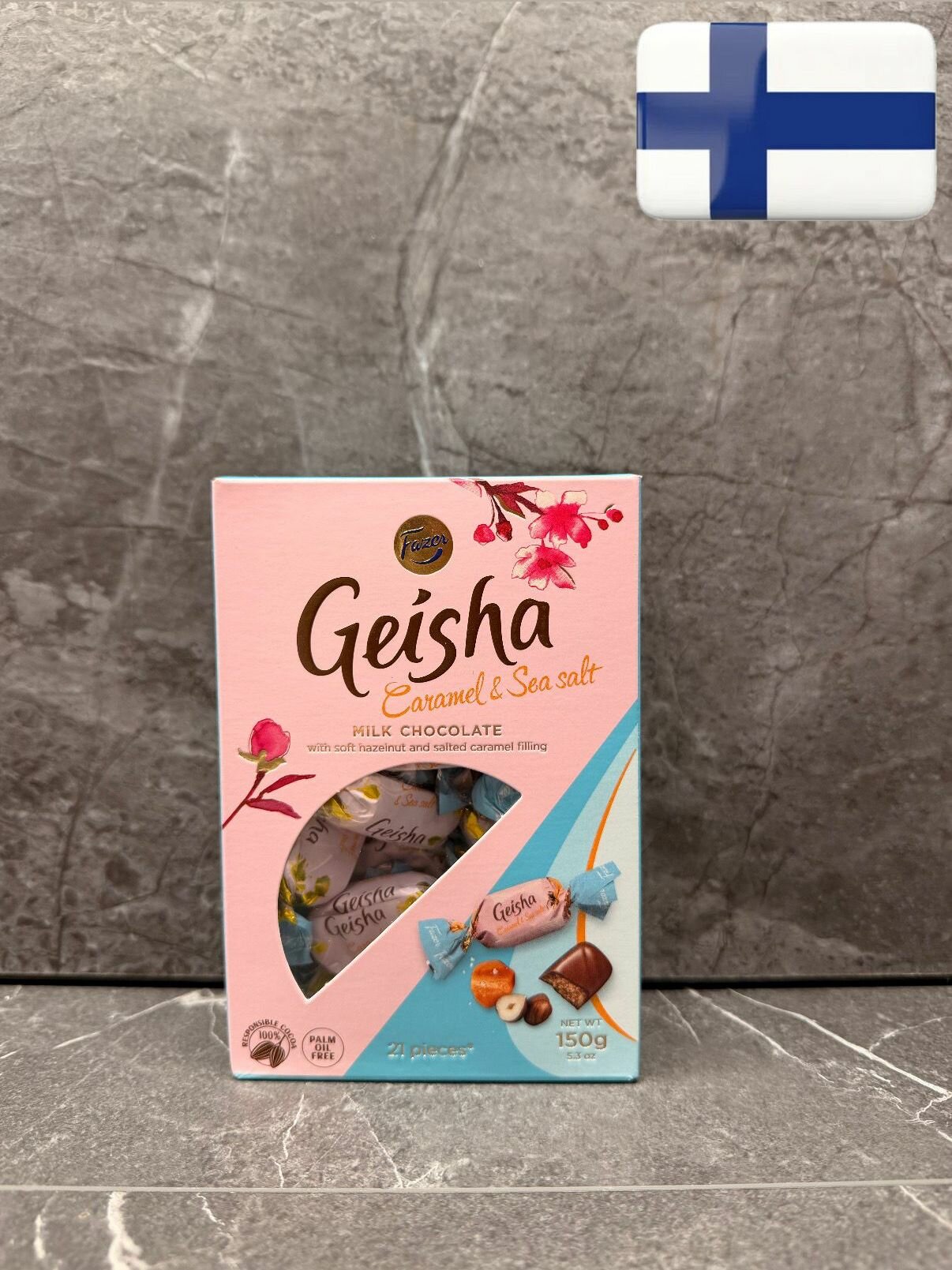 Fazer Geisha конфеты с начинкой ореховой нуги и соленой карамелью 150 гр.